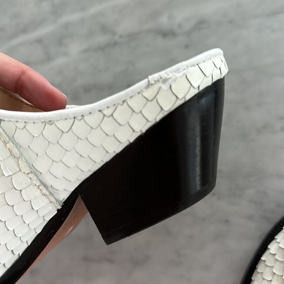 SCHUTZ | Shoes | Schutz Leanny Bright White Leather Snake Mules Never ...
